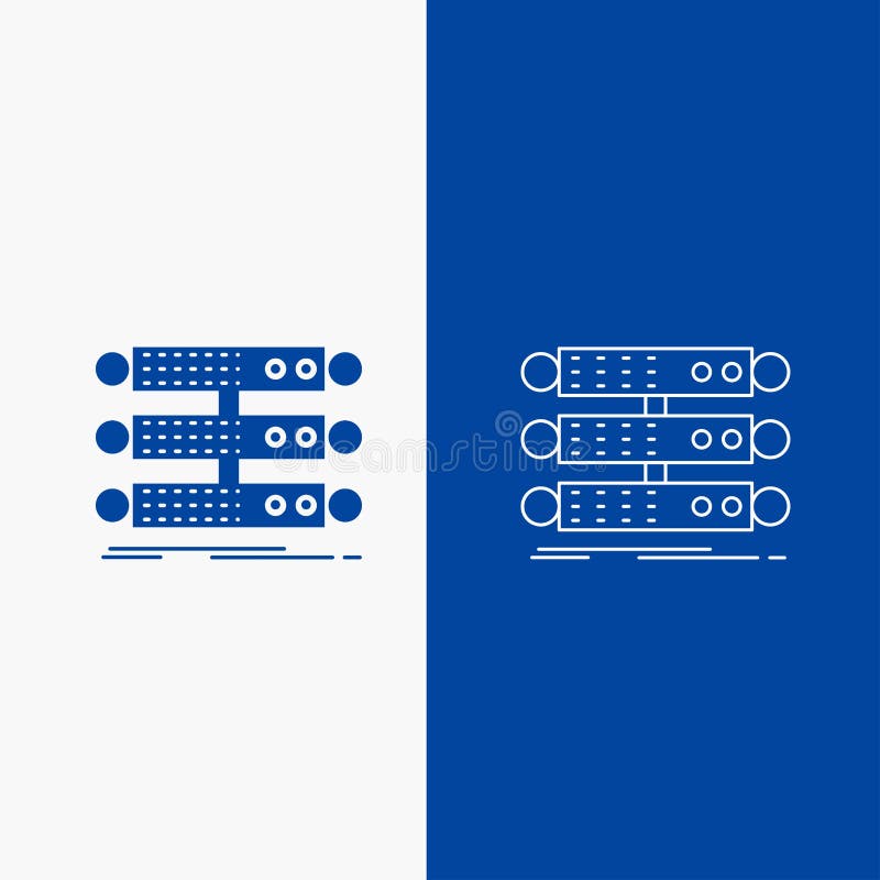Server Structure Rack Database Data Line And Glyph Web Button In Blue Color Vertical Banner