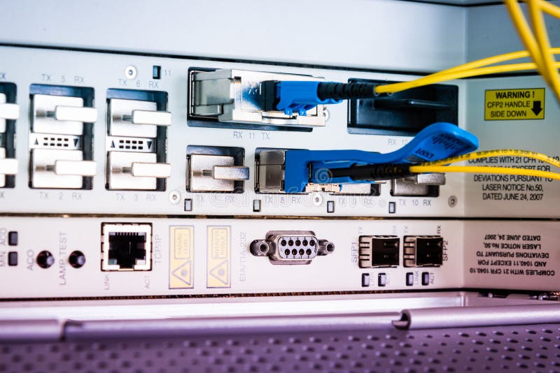 Detail of Server Room with Bunch Ethernet Cables at the Back of Stock ...