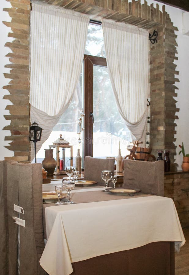 Served Table Near Window in Cafe Stock Photo - Image of empty, beauty ...