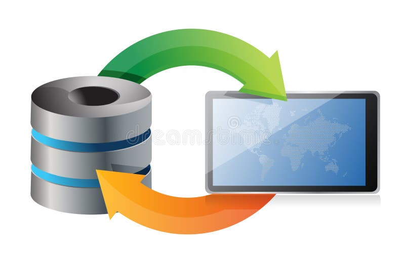 Server and Tablet Connected To the Network Stock Illustration ...