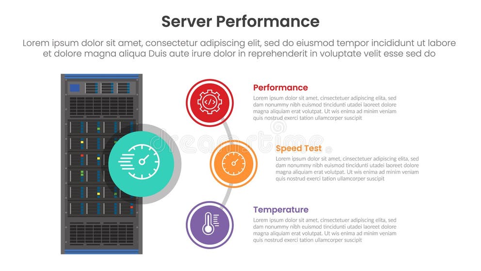 Server Technology Infographic Template Banner with Standing Server and ...
