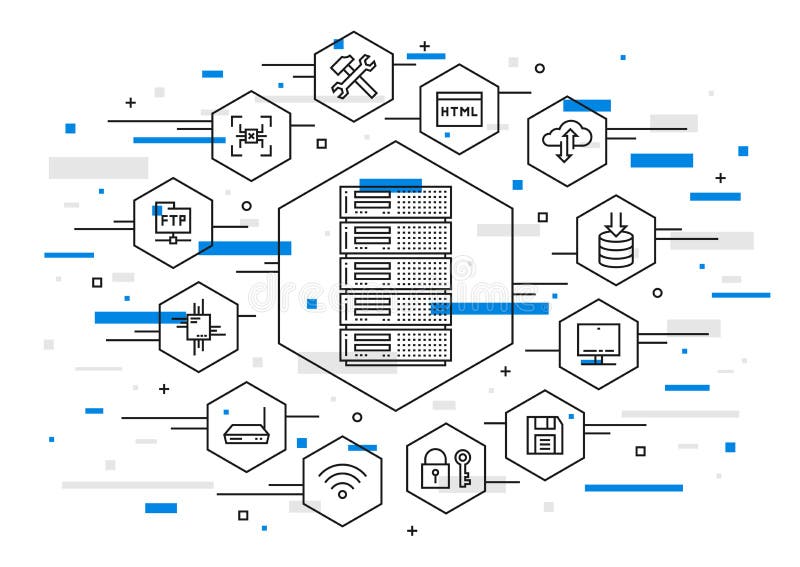 Server Technology Vector Illustration Stock Vector - Illustration of ...