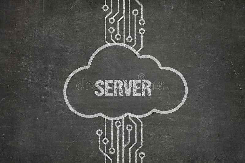 Server Text on Blackboard with Cloud Symbol Stock Photo - Image of ...