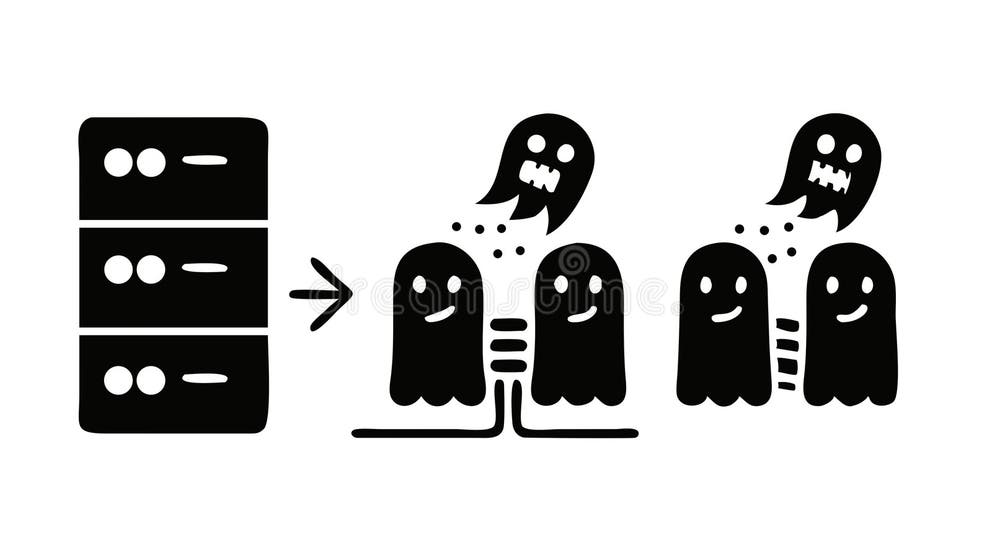 Server To Ghosts, Data Corruption and Digital Threats Icon, Vector ...