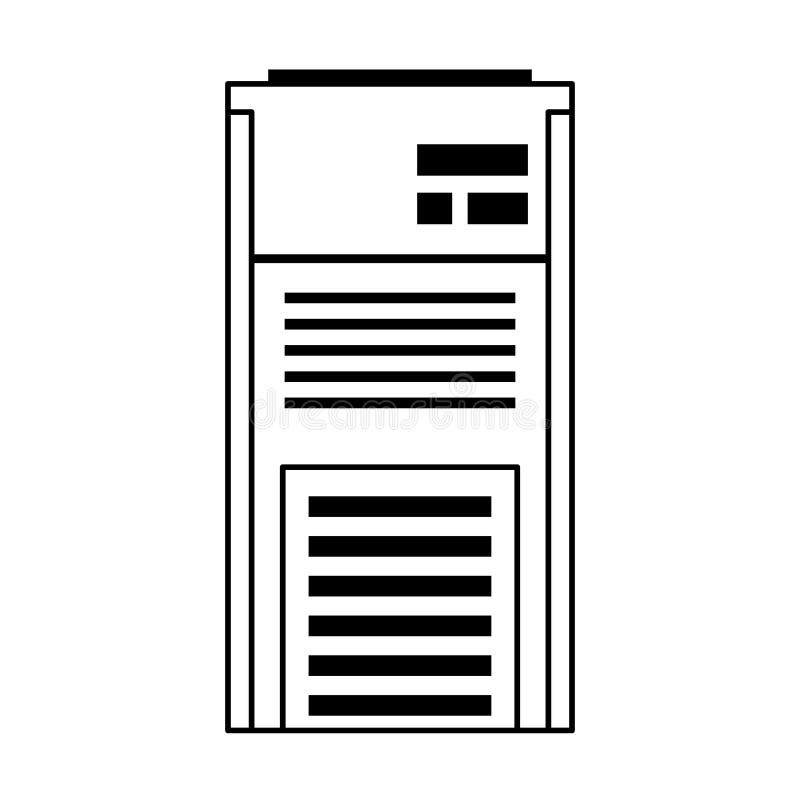 Server Tower Network Hardware Cartoon in Black and White Stock Vector ...