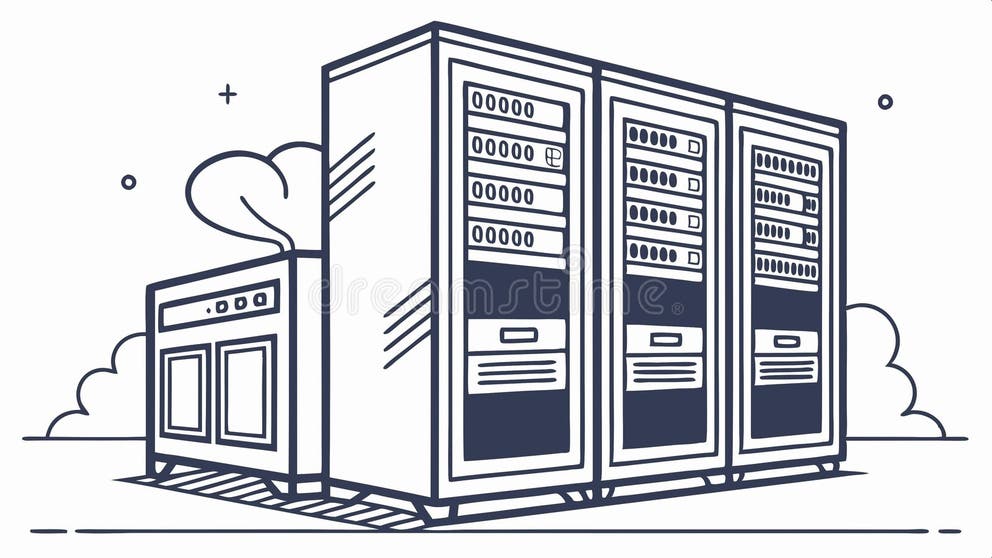 Server Tower Illustration, Data Center and Network Hardware Vector ...