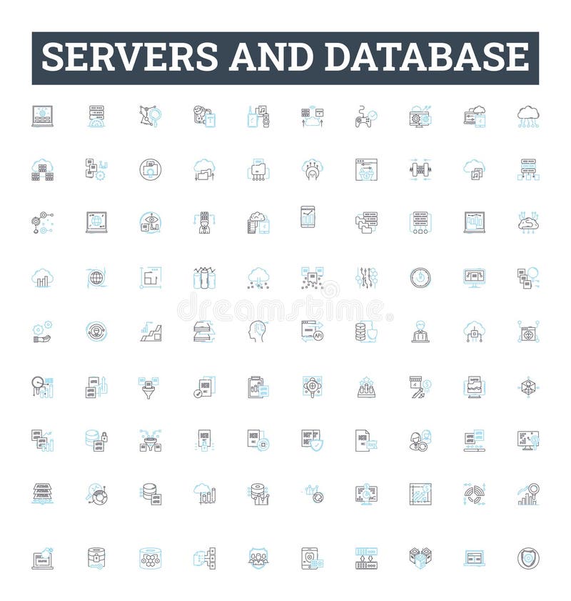 Server- Und Datenbankvektorliniensymbole. Server-Datenbanken Sql Mysql ... Server- Und Datenbankvektorliniensymbole. Server-Datenbanken Sql Mysql ...
