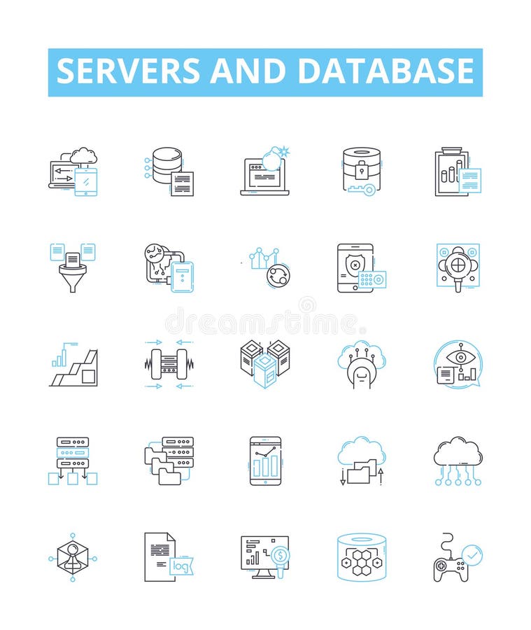 Server- Und Datenbankvektorliniensymbole. Server-Datenbanken Sql Mysql ... Server- Und Datenbankvektorliniensymbole. Server-Datenbanken Sql Mysql ...