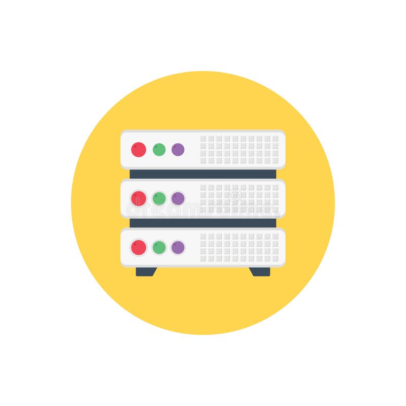 Server Vector Flat Colour Icon Stock Vector - Illustration of power ...