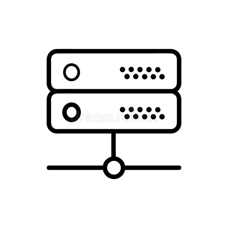 Server Vector Icon, Outline Style, Isolated on White Background. Stock ...