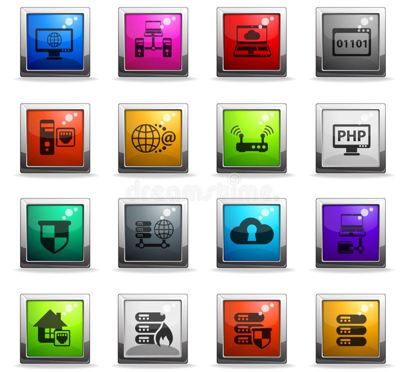 Server icon set stock vector. Illustration of connect - 122110490