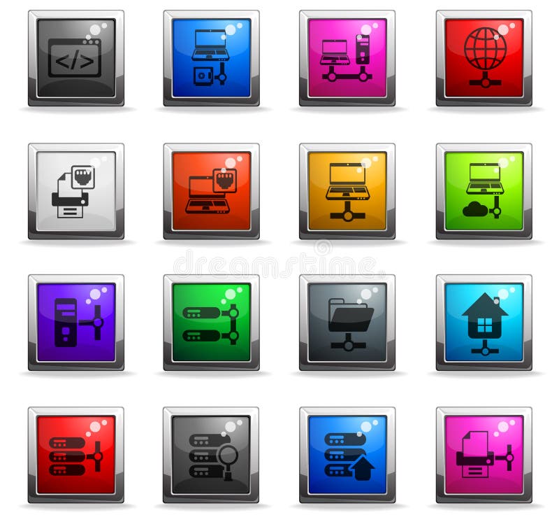 Server icon set stock vector. Illustration of laptop - 122110496