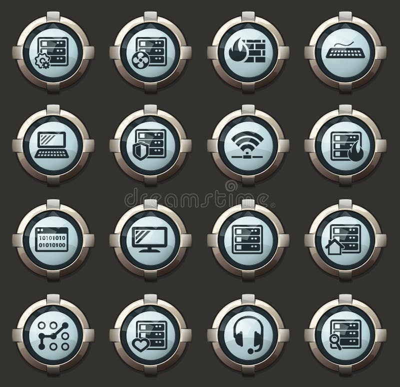 Server icon set stock vector. Illustration of business - 134703154