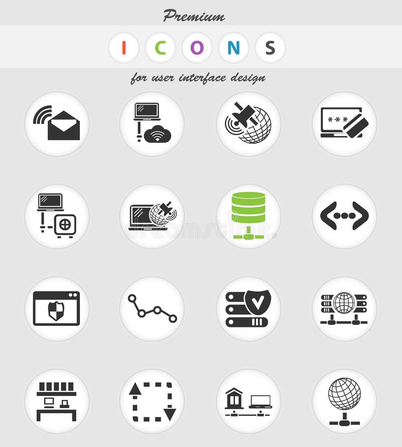 Server icon set stock vector. Illustration of server - 123248121