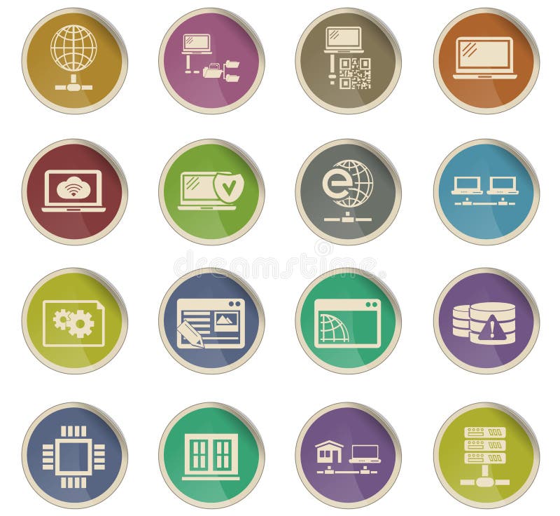 Server icon set stock vector. Illustration of laptop - 123489026
