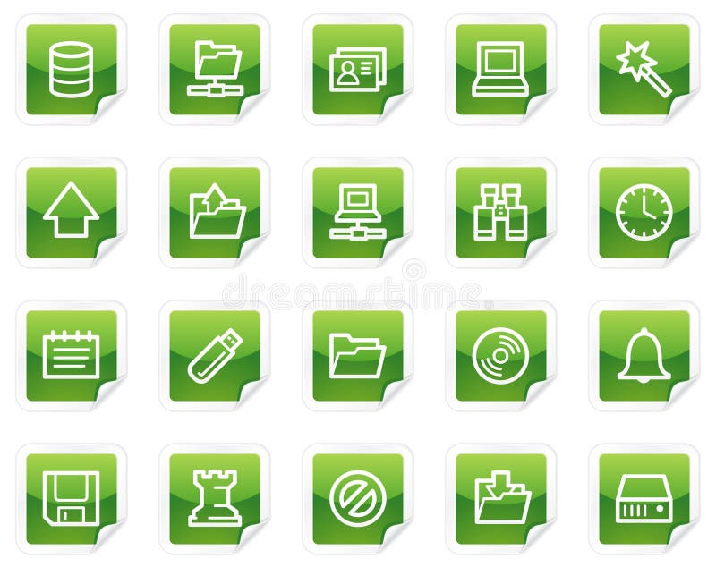 Banking Web Icons, Green Sticker Series Stock Vector - Illustration of ...