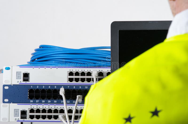 Server and Wires during Check-up Stock Photo - Image of copper ...