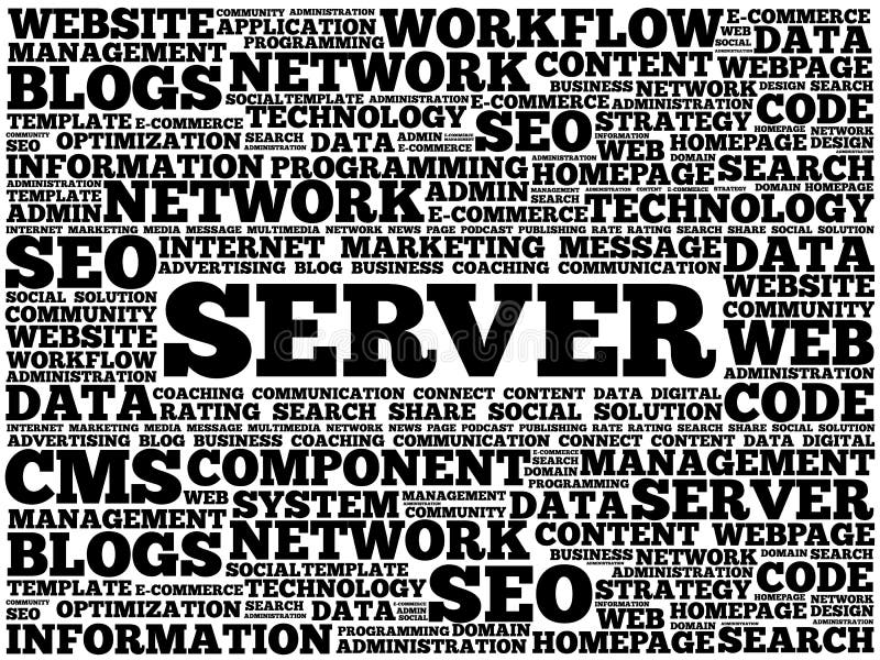 Server word cloud stock illustration. Illustration of graphic - 206300012