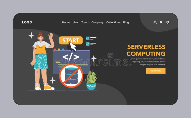 Serverless Computing Concept. Flat Vector Stock Vector - Illustration ...