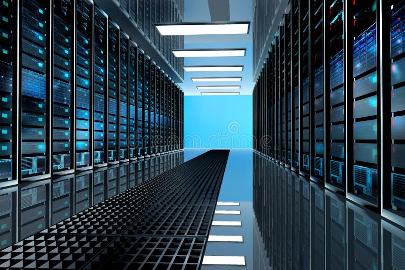 Serverraum im datacenter stock abbildung. Illustration von ...