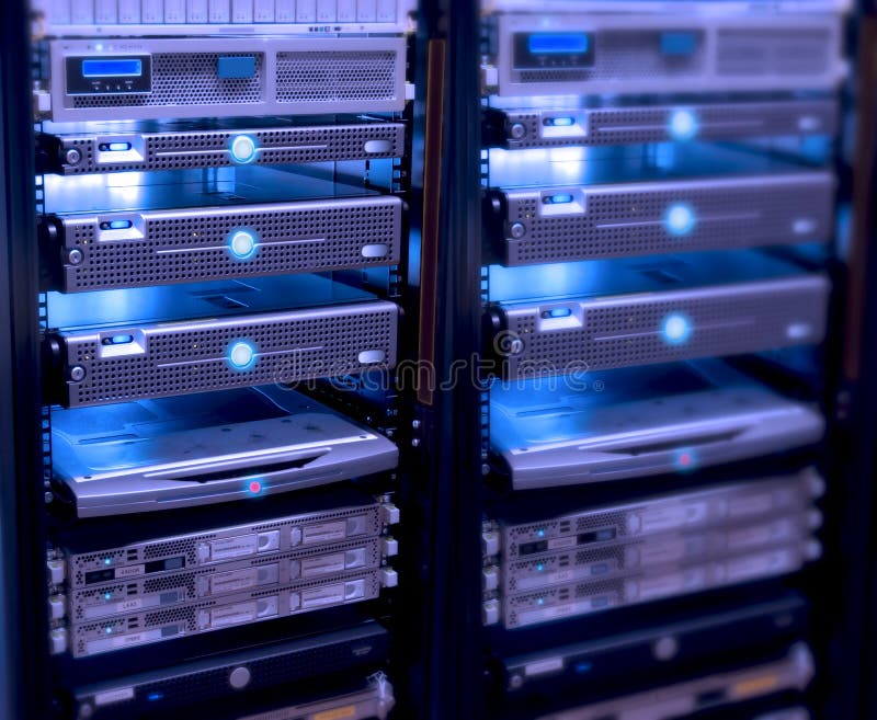 Server Rack Cluster in a Data Center Stock Image - Image of internet ...