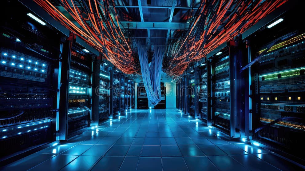 Servers cabling data stock illustration. Illustration of technology ...