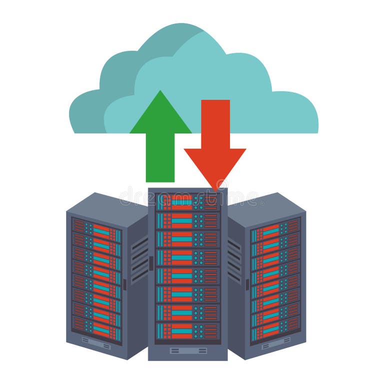 Servers and Cloud Computing Stock Vector - Illustration of ...