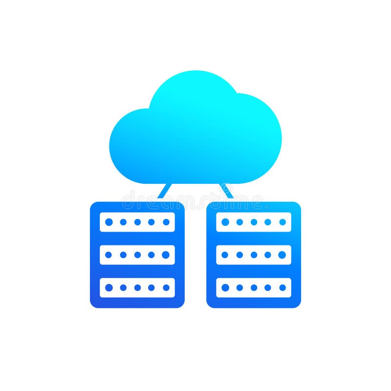 Servers and Cloud Solutions Icon on White Stock Vector - Illustration ...