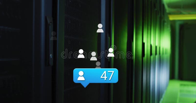 Servers in Data Center with Animated User Count Overlay, Showcasing ...