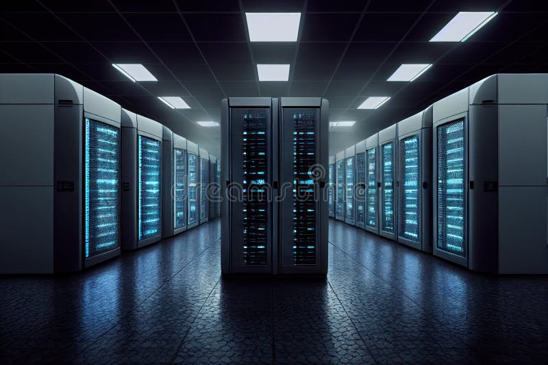 Servers Data Center Room. Generative AI Stock Illustration ...
