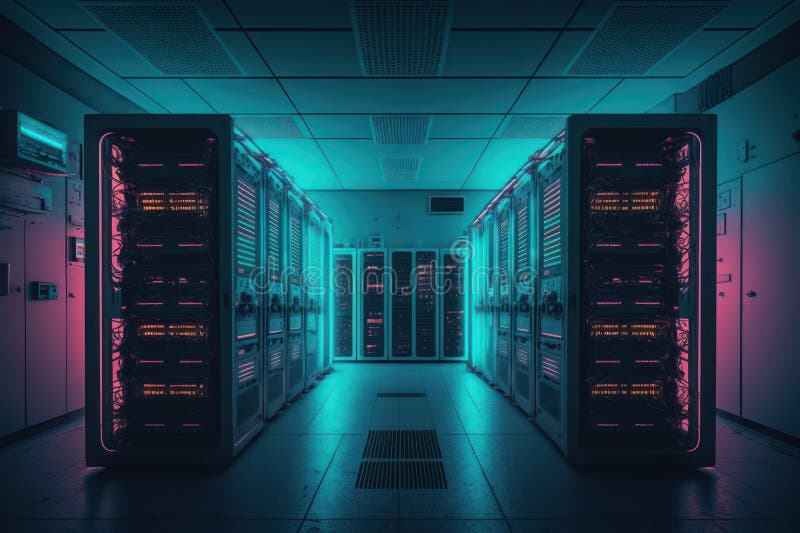 Servers Data Center Room. Generative AI Stock Illustration ...