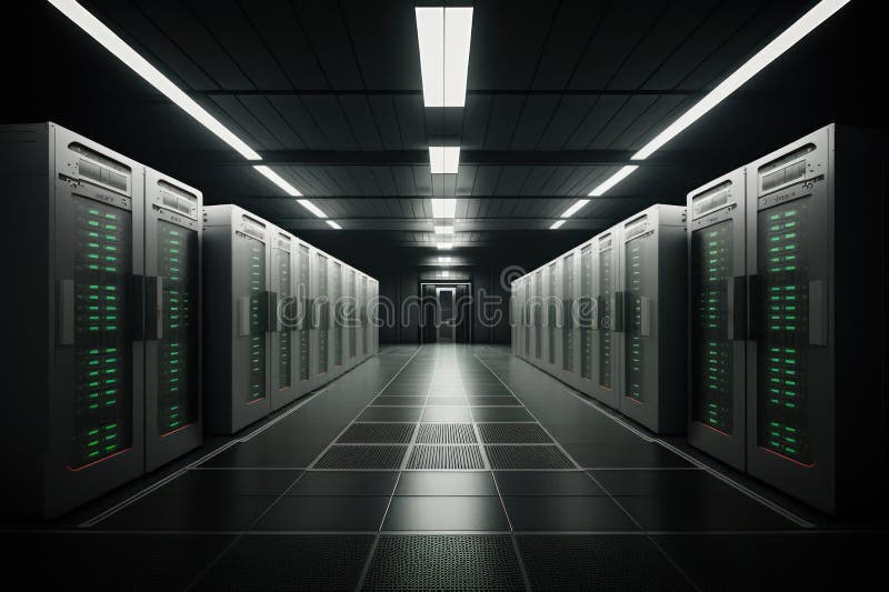 Servers Data Center Room. Generative AI Stock Image - Image of science ...
