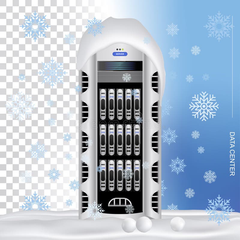 Servers Data Center in Snow. Cloud Computing Concept Vector Stock ...