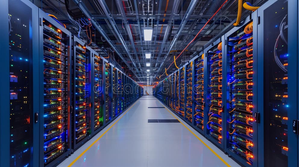Servers and Data Centers: Rows of Servers, Secure Data Centers, and ...