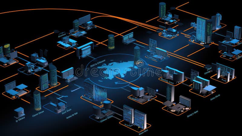 Servers data flow stock illustration. Illustration of flow - 369196470