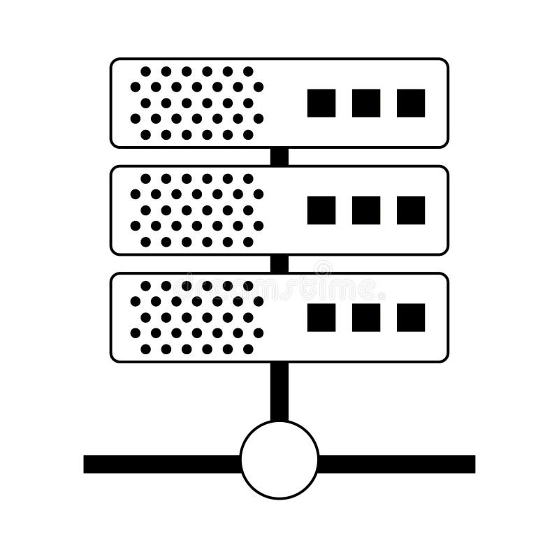 Servers Database Technology Isolated Symbol in Black and White Stock ...