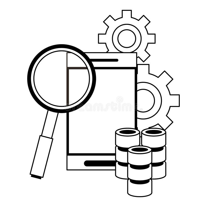Servers and Database Technology Symbols in Black and White Stock Vector ...