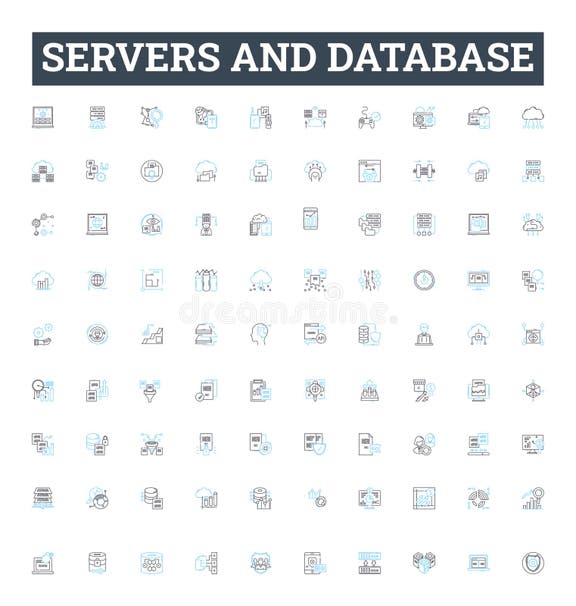 Servers and Database Vector Line Icons Set. Servers, Databases, SQL, MySQL, PostgreSQL, Oracle ...