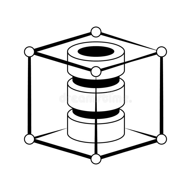 Servers Disks Protected Inside Cube Security System in Black and White ...