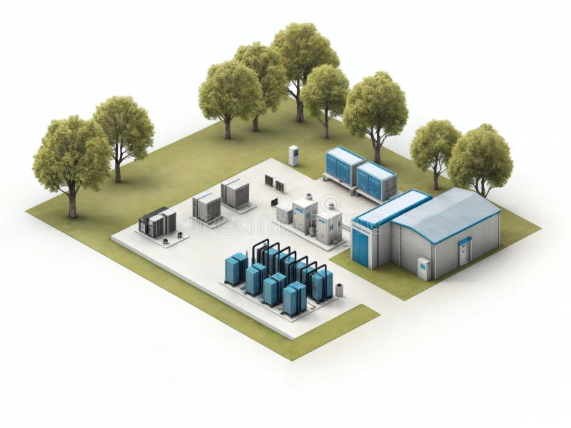 Servers and Environment. Professional Graphic Design of Energy Storage ...