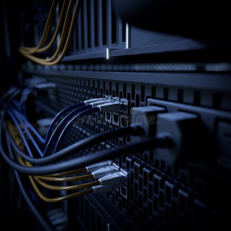 Servers and Hardware Room with Notebook and Coffee Cup Computer ...