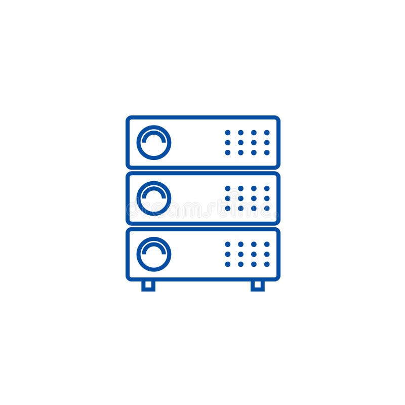 Servers Illustration Line Icon Concept. Servers Illustration Flat ...