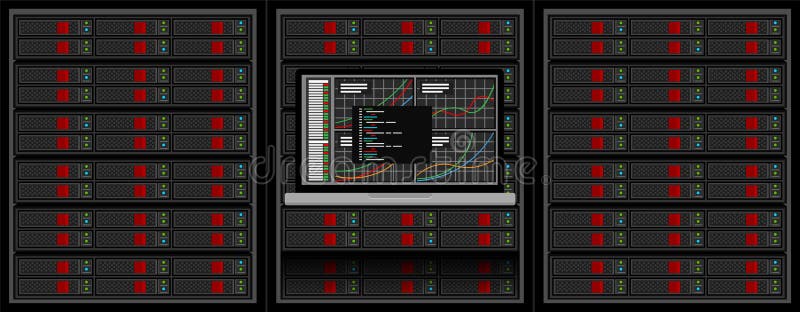 Servers and laptop stock vector. Illustration of connection - 194801995