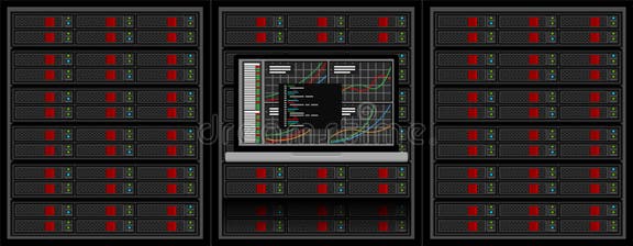 Servers and laptop stock vector. Illustration of connection - 194801995