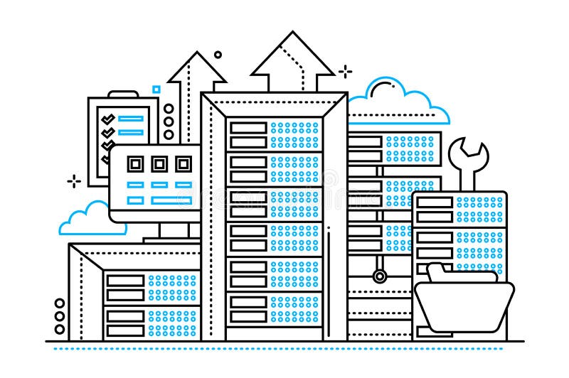 Servers - Line Design Website Banner Stock Vector - Illustration of ...