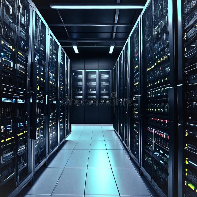 Servers are Mounted in Standard Cabinets or Racks. Stock Image - Image ...