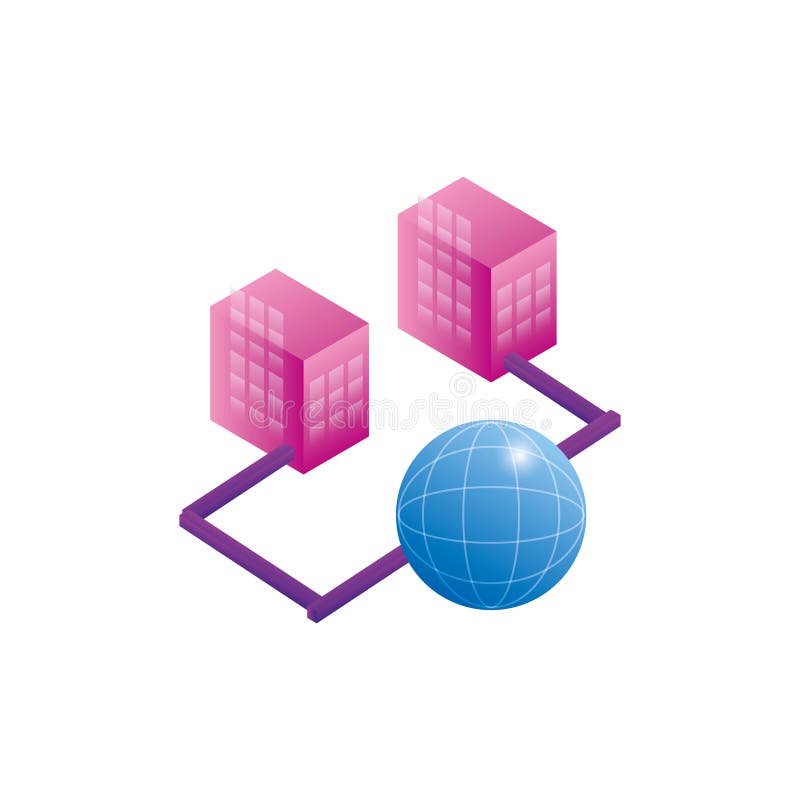 Servers Network Data Center with Sphere Browser Stock Illustration ...