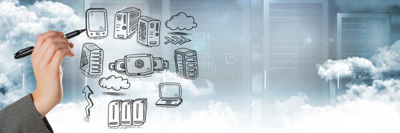 Servers Network Doodle Being Drawn by a Businessman Stock Image - Image ...