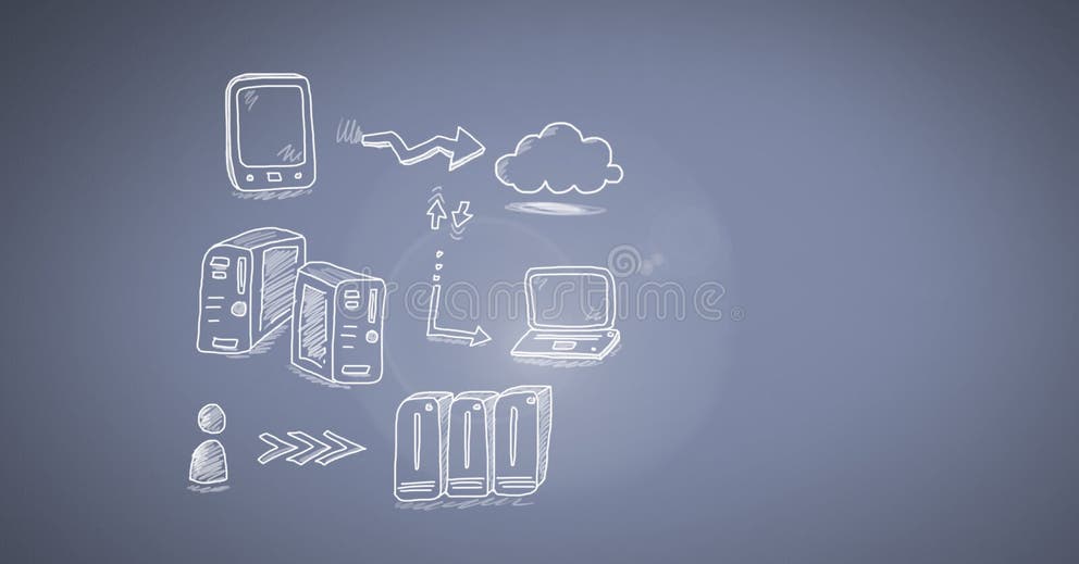 Servers Network Drawing Doodles Stock Illustration - Illustration of ...