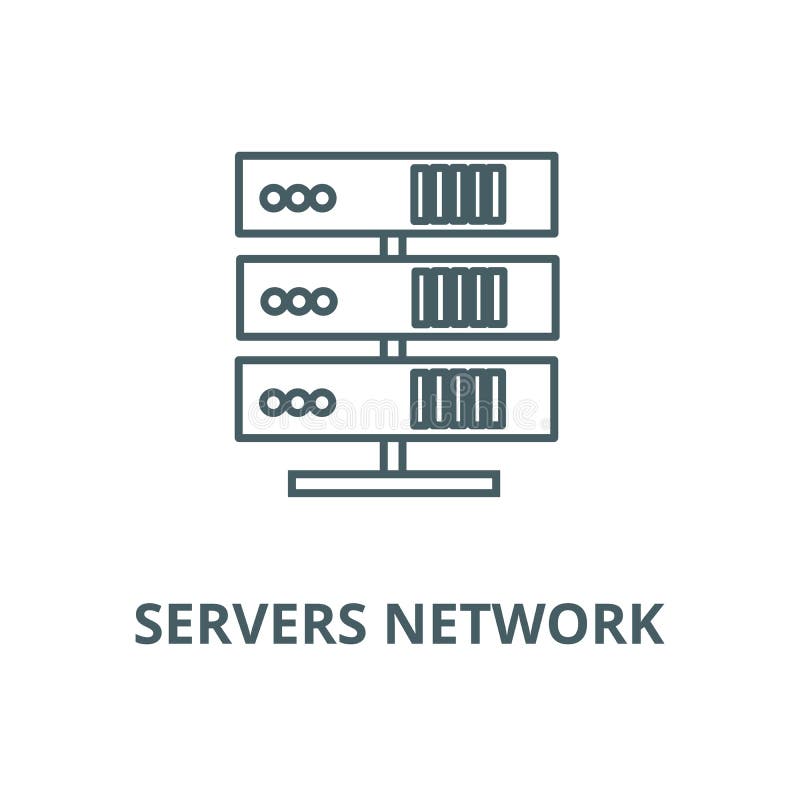 Servers Network Vector Line Icon, Linear Concept, Outline Sign, Symbol ...